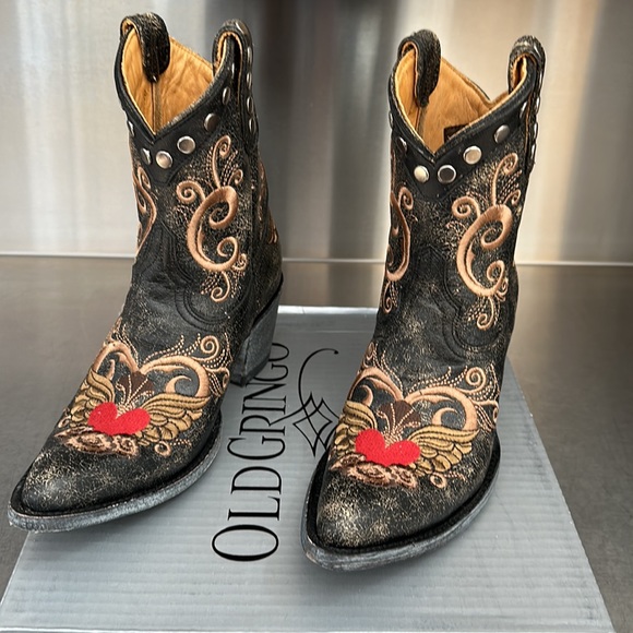 Old Gringo | Shoes | Old Gringo Little G Hearts Boots In Black ...
